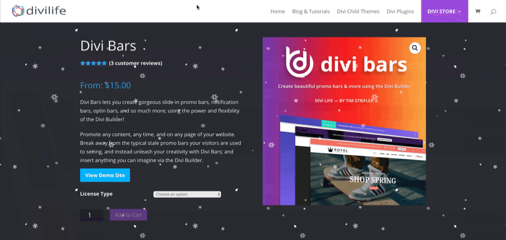 How to Add Falling Snowflakes to Your Divi WordPress Website | Divi Life